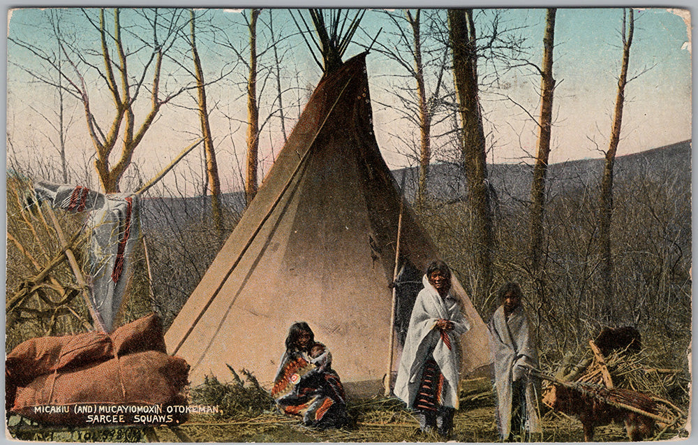 Sarcee Squaws 1918 Vintage Postcard - Indigenous Alberta Tipi Scene ...